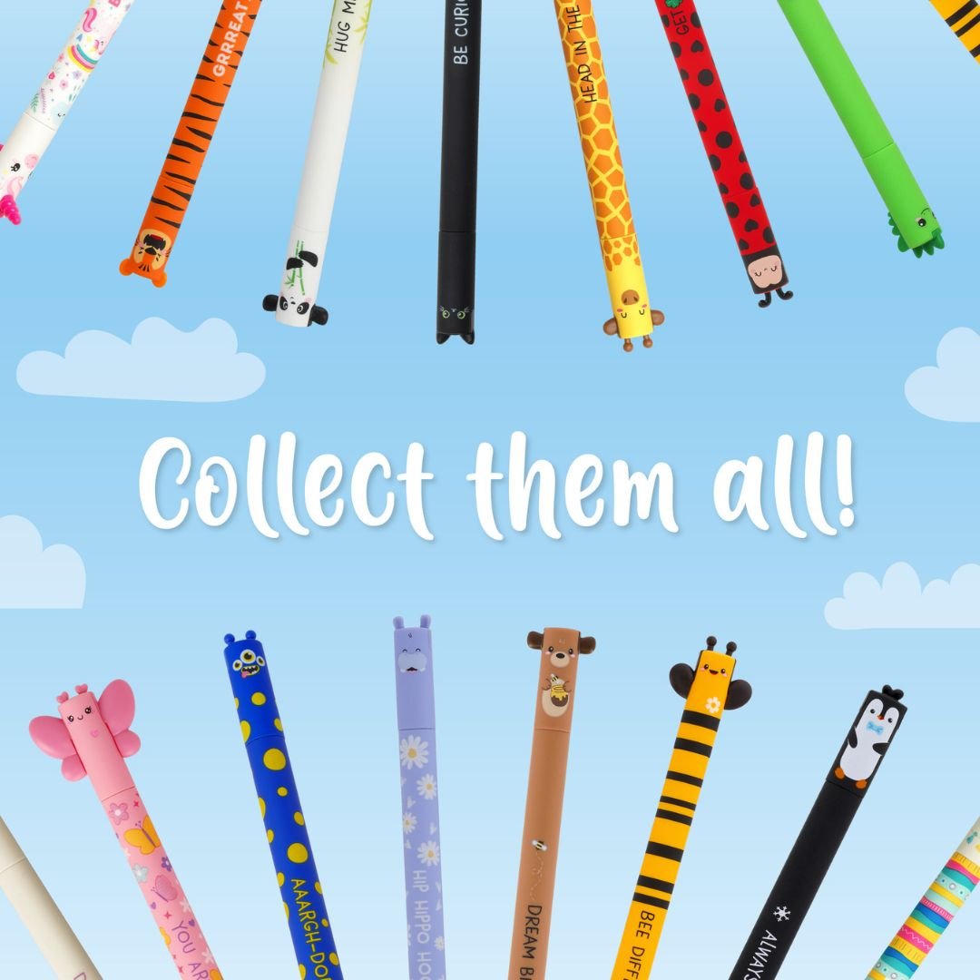 Legami Erasable Pens - Cute Animal Designs with Friction Ink