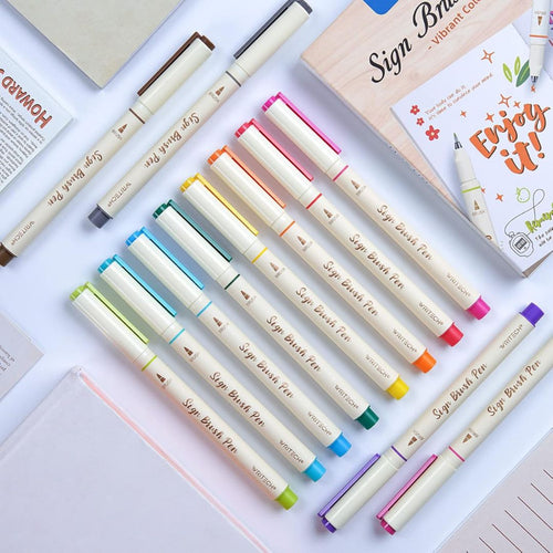 Writech Sign Brush Pens Sets of 6 Colours with Waterbased inks