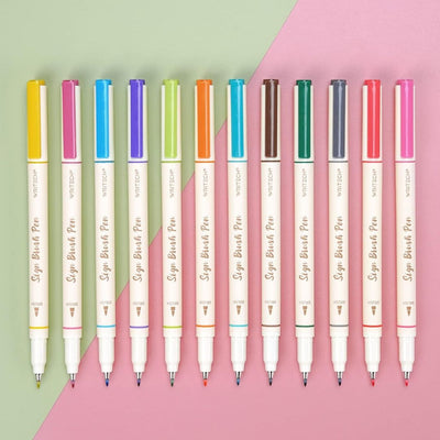 Writech Sign Brush Pens Sets of 6 Colours with Waterbased inks