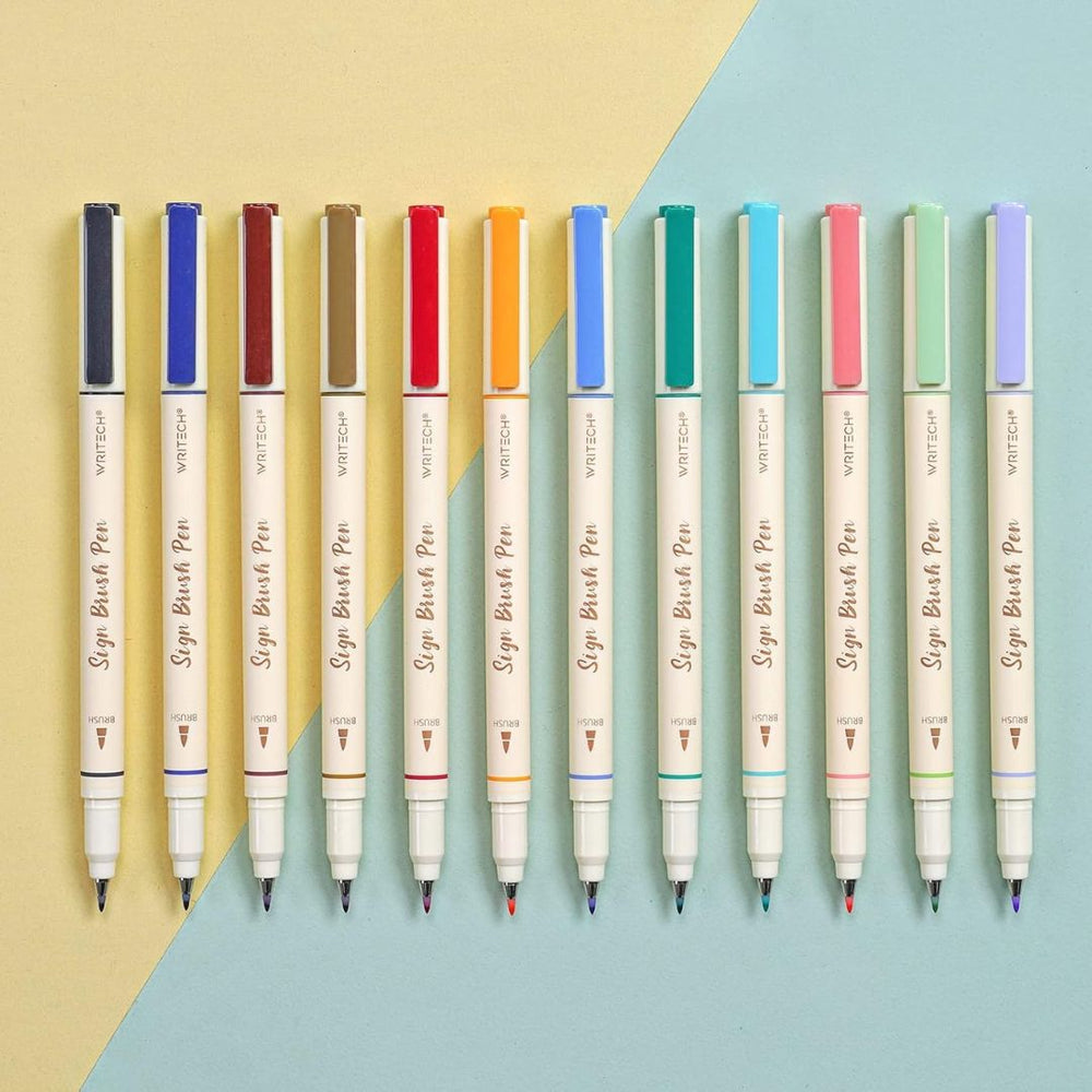 Writech Sign Brush Pens Sets of 6 Colours with Waterbased inks