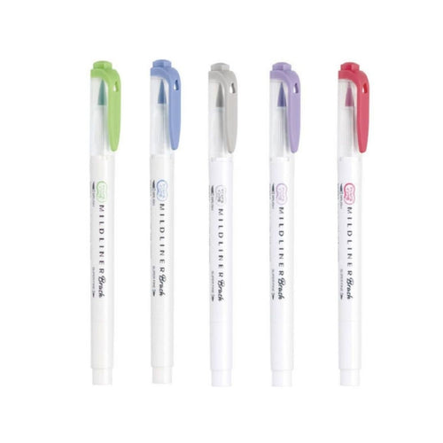 Zebra Mildliner Brush Pens Deep and Warm Set of 5 Double Ended Markers