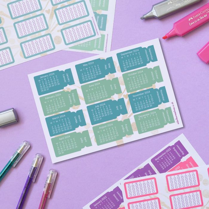 2024 Calendar Tab Stickers - Under the Rowan Trees · Under the Rowan Trees