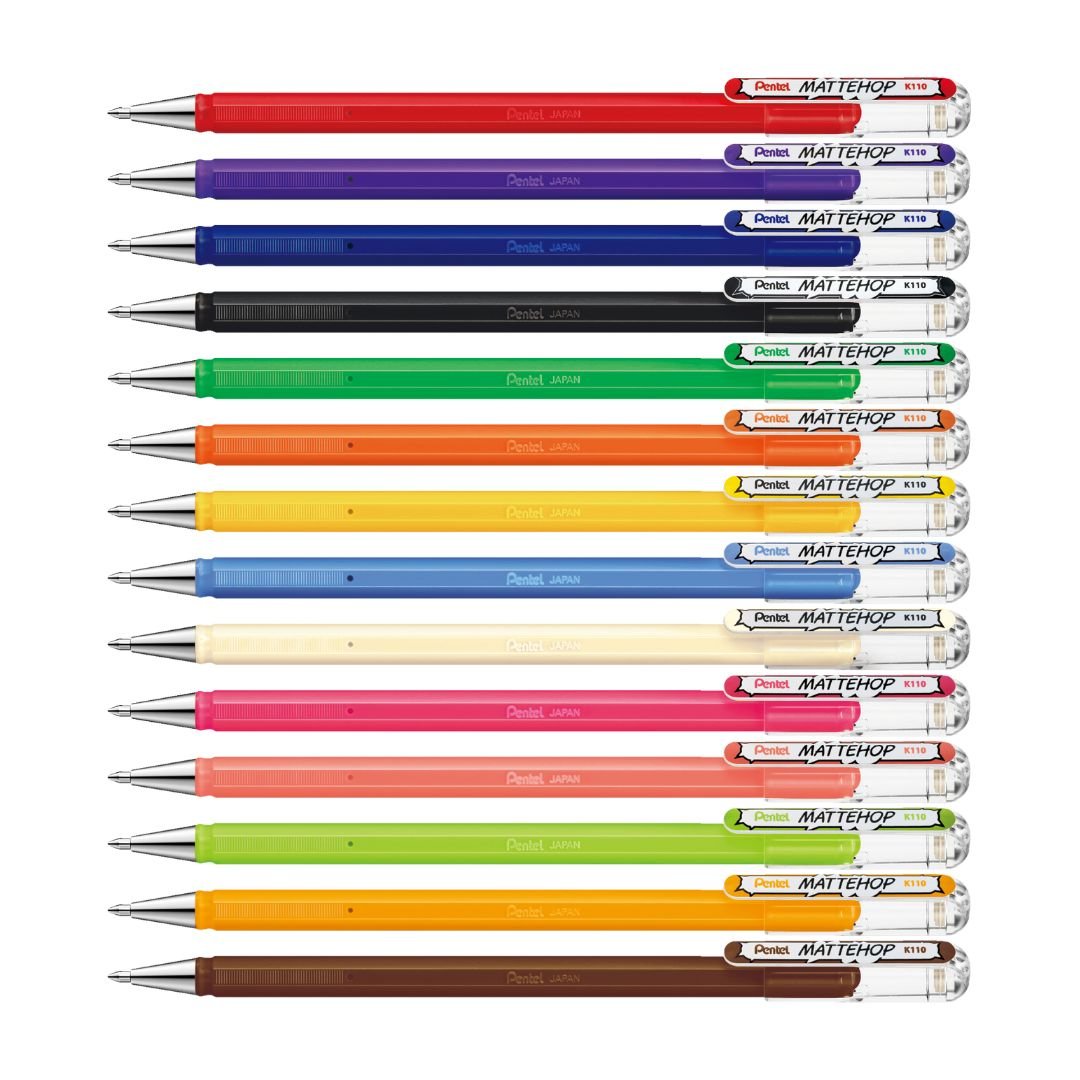 Pentel Mattehop Gel Pens Set of 14 Original and Sweet Colours